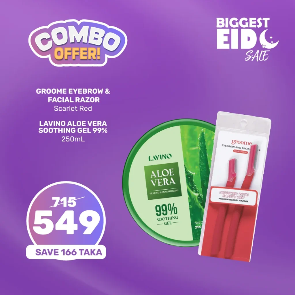 Lavino Aloevera Soothing Gel + Groome Razor Scarlet Red - shathimart.com